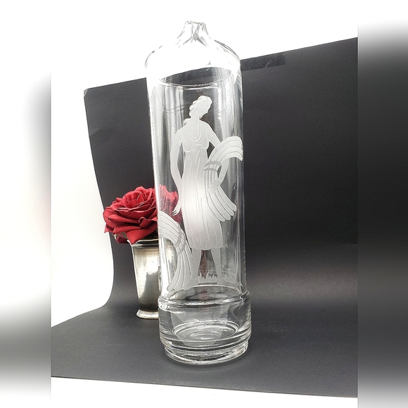 Vintage | Dining | Vintage Crystal Etched Lady Beverage Pitcher With ...